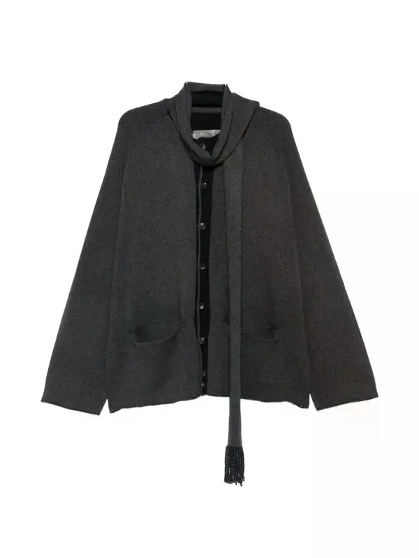 ZIGGY CHEN Knitted Cardigan With Integrated Scarf