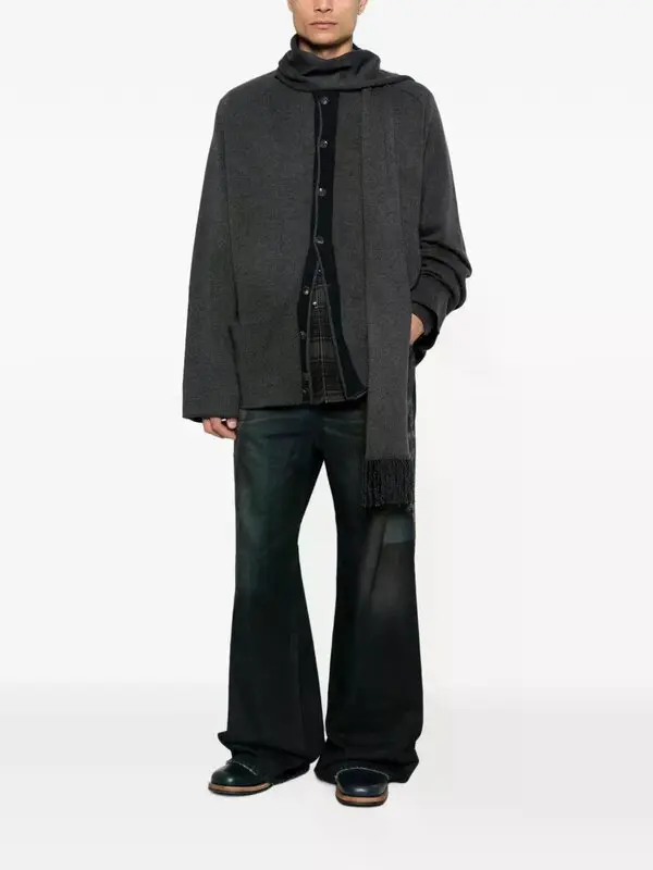 ZIGGY CHEN Knitted Cardigan With Integrated Scarf