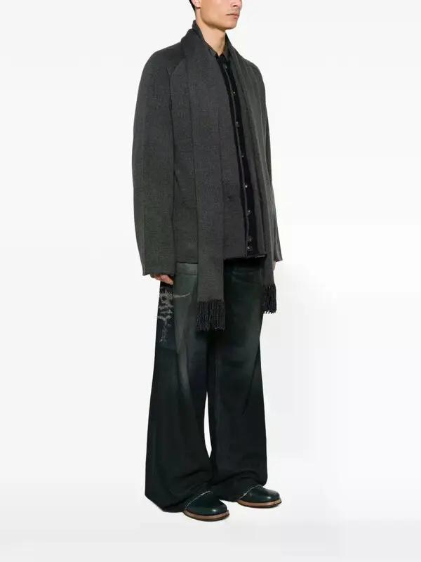 ZIGGY CHEN Knitted Cardigan With Integrated Scarf