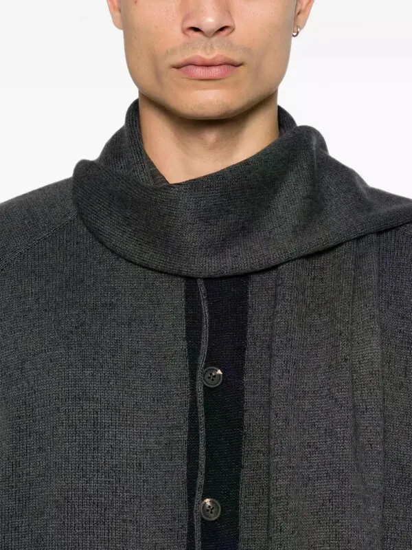 ZIGGY CHEN Knitted Cardigan With Integrated Scarf