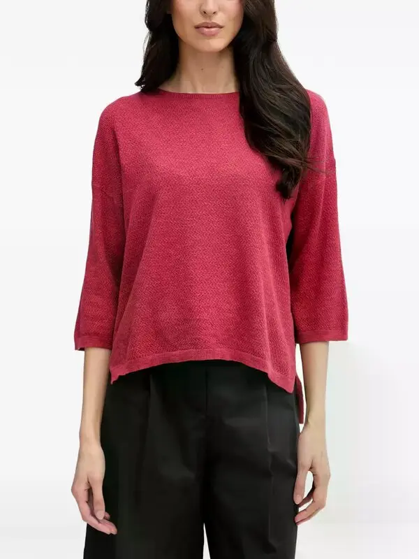BENETTON Herringbone-knit Three-quarter-sleeve Sweater