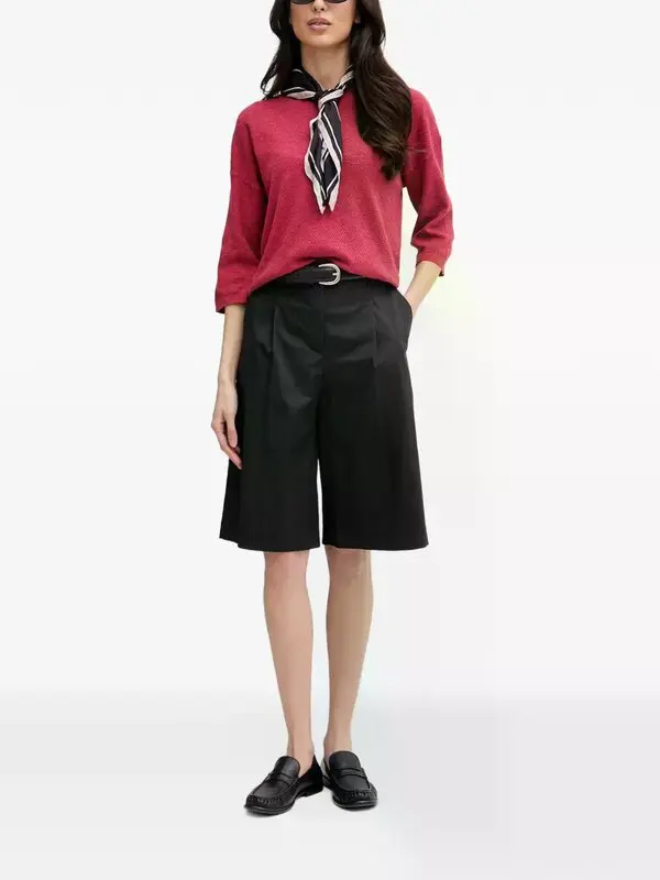 BENETTON Herringbone-knit Three-quarter-sleeve Sweater