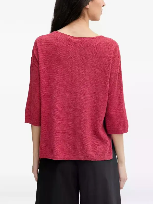 BENETTON Herringbone-knit Three-quarter-sleeve Sweater