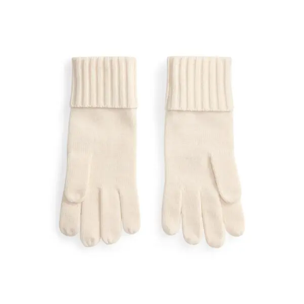 Ralph Lauren Knit Gloves With Crest-embossed Button Trim - Cream