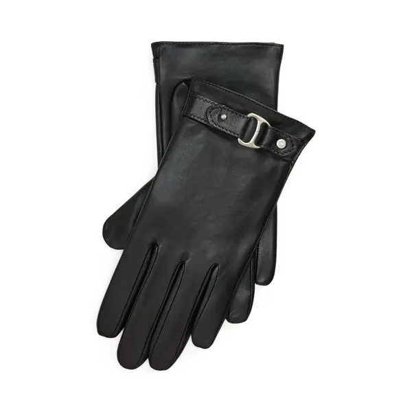 Ralph Lauren Equestrian D-ring Sheepskin Gloves - Black