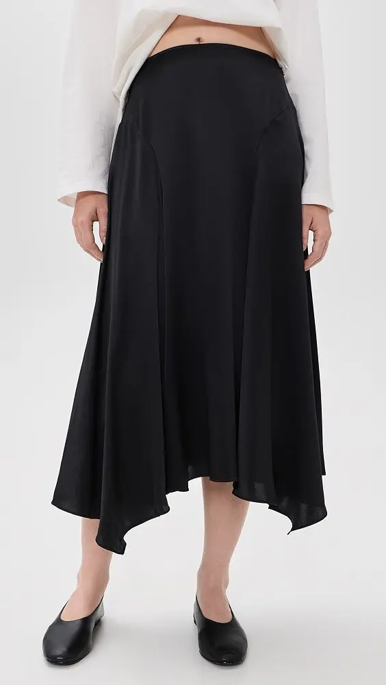 REFORMATION Mccall Silk Skirt - Black