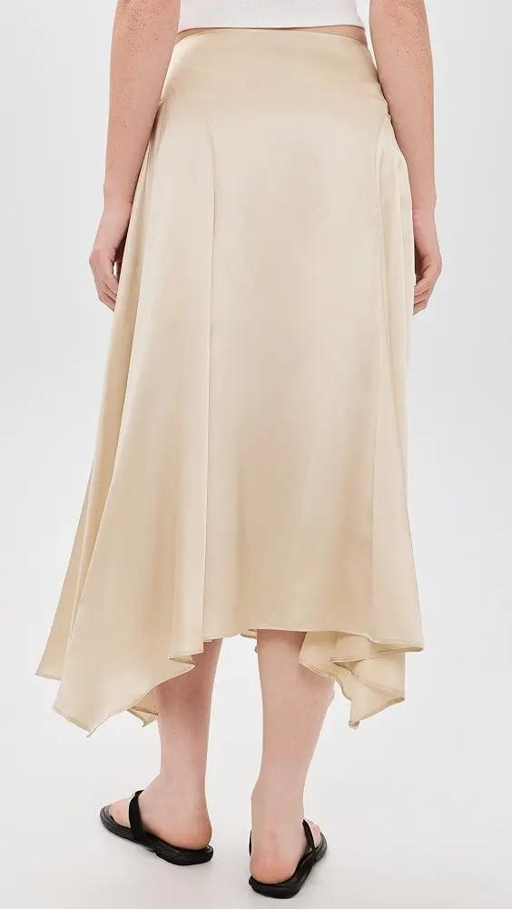 REFORMATION Silk Midi Skirt - Almond