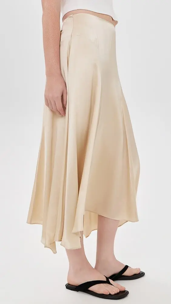 REFORMATION Silk Midi Skirt - Almond