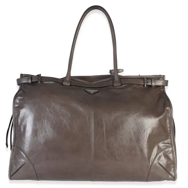 Prada Distressed Calfskin Shoulder Bag - Brown