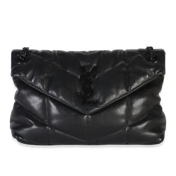 Saint Laurent Quilted Lambskin Puffer Chain Satchel - Black