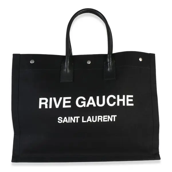 Saint Laurent Linen Calfskin Tote - Black