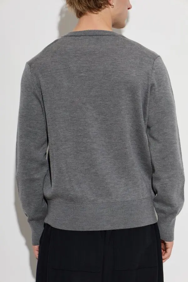 AMI Paris Wool Cardigan With Embroidered Logo