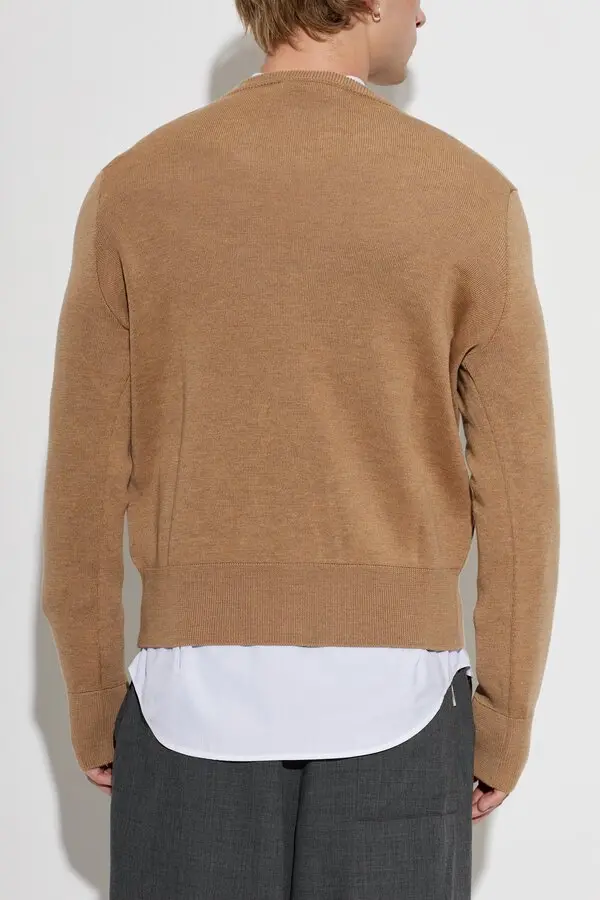 AMI Paris Wool Cardigan With Embroidered Logo