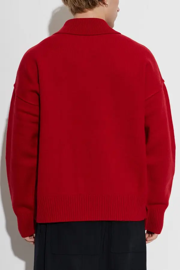 AMI Paris Wool Long-sleeve Polo - Red