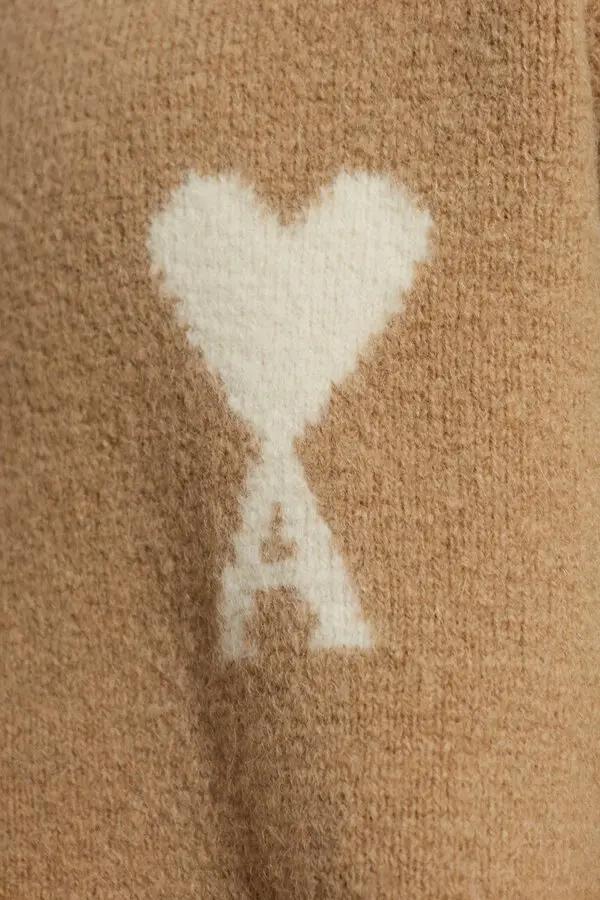 AMI Paris Oversized Polo With Logo - Beige