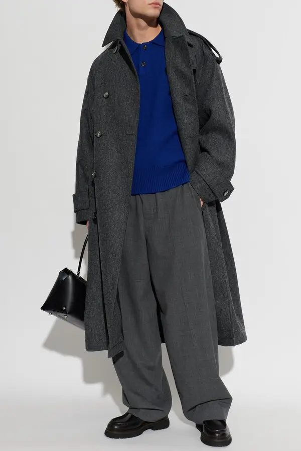 AMI Paris Wool Long-sleeve Polo - Blue