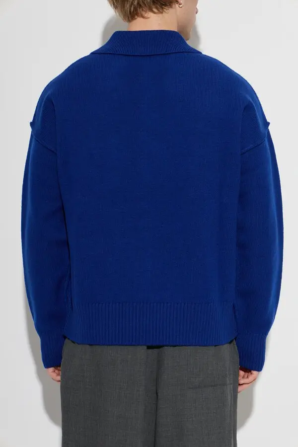 AMI Paris Wool Long-sleeve Polo - Blue
