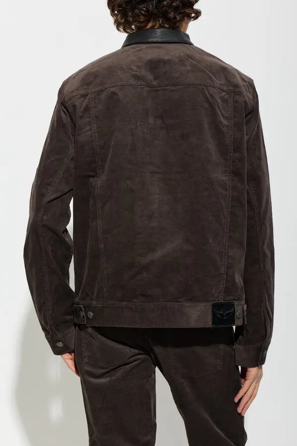 Zadig&Voltaire Bases' Corduroy Trucker Jacket With Leather Collar - Brown