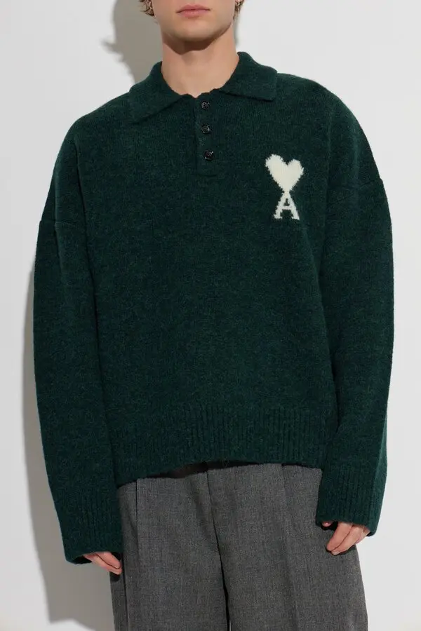 AMI Paris Long-sleeve Polo - Green