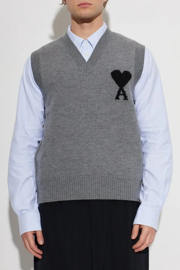 AMI Paris Wool Vest With Logo