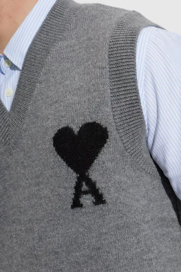 AMI Paris Wool Vest With Logo
