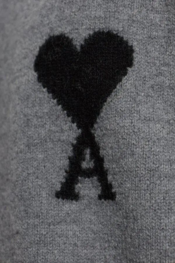 AMI Paris Wool Turtleneck With Intarsia Heart Logo