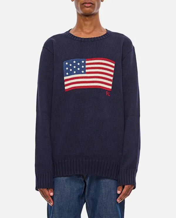 Polo Ralph Lauren Long Sleeve American Flag Sweater - Blue