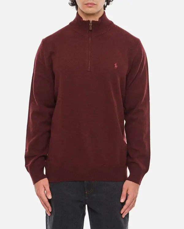 Polo Ralph Lauren Wool Quarter-zip Sweater With Embroidered Pony - Red