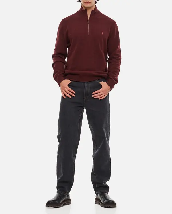Polo Ralph Lauren Wool Quarter-zip Sweater With Embroidered Pony - Rosso