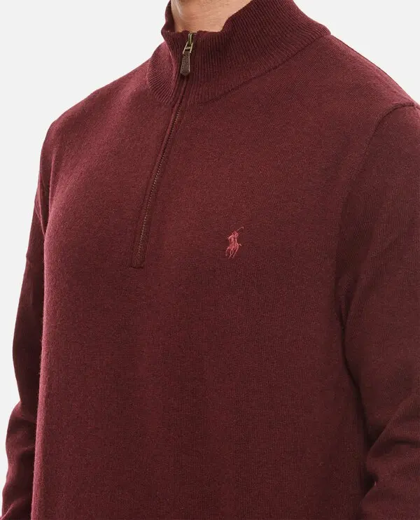Polo Ralph Lauren Wool Quarter-zip Sweater With Embroidered Pony - Rosso