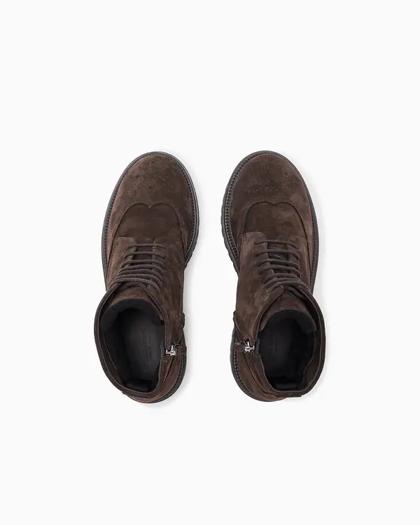 Giorgio Armani Boots In Suede With Shearling Lining And A Rubber Sole