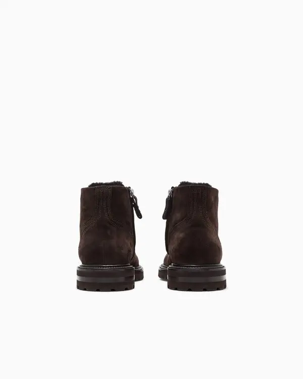 Giorgio Armani Boots In Suede With Shearling Lining And A Rubber Sole