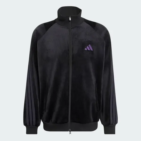 Adidas Stadium Loose Fit Velour Tracktop - Black