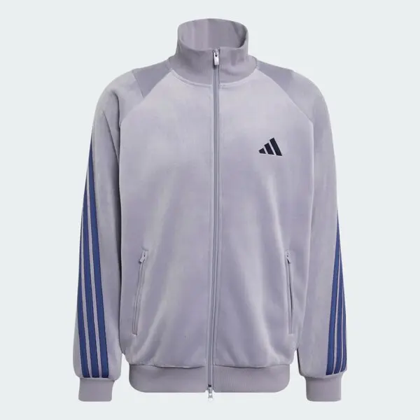 Adidas Stadium Loose Fit Velour Tracktop - Slate