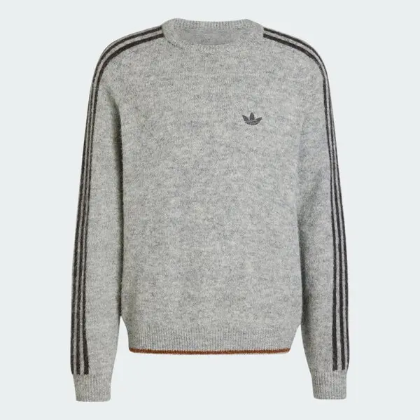 Adidas 3 Stripes Fluffy Knit Crew Jumper
