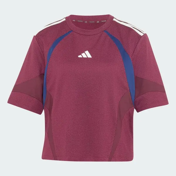 Adidas Hyperglam 3-stripes Color Block Mesh T-shirt - Maroon