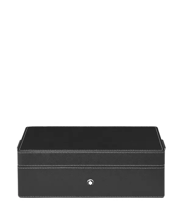 Montblanc Desk Box In Leather For Three Writing Instruments And An Ink Bottle