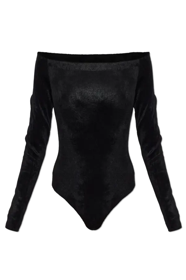 Alaïa Velvet Long Sleeve Bodysuit - Black