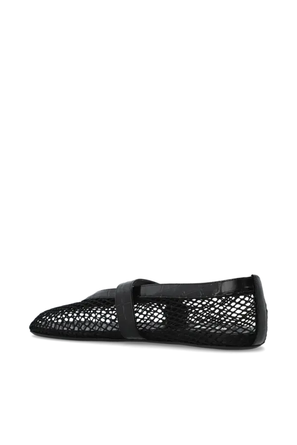 Alaïa Mesh Ballet Flats With Silver Buckle Strap - Black
