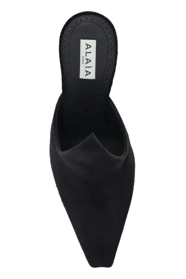 Alaïa Paris Suede Pointed Toe Heeled Mules - Black