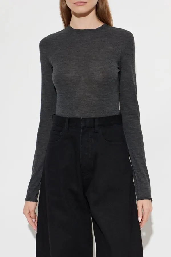 Alaïa Wool Long Sleeve Bodysuit - Grey