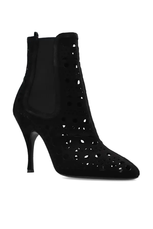 Alaïa Suede Laser Cut Stiletto Ankle Boots