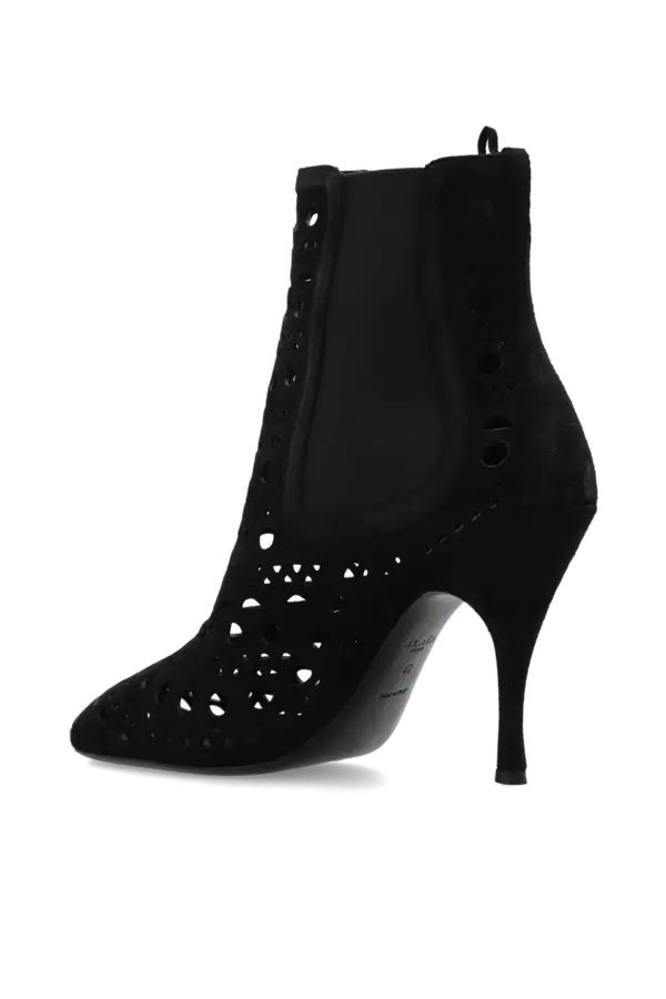 Alaïa Suede Laser Cut Stiletto Ankle Boots