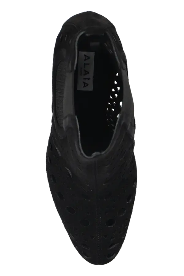 Alaïa Suede Laser Cut Stiletto Ankle Boots