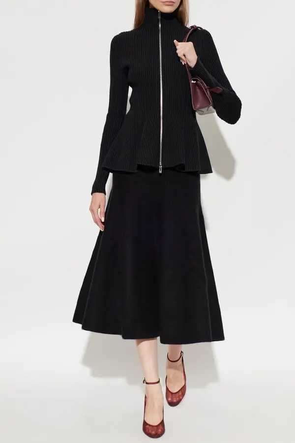 Alaïa Wool Cardigan With Stand-up Collar