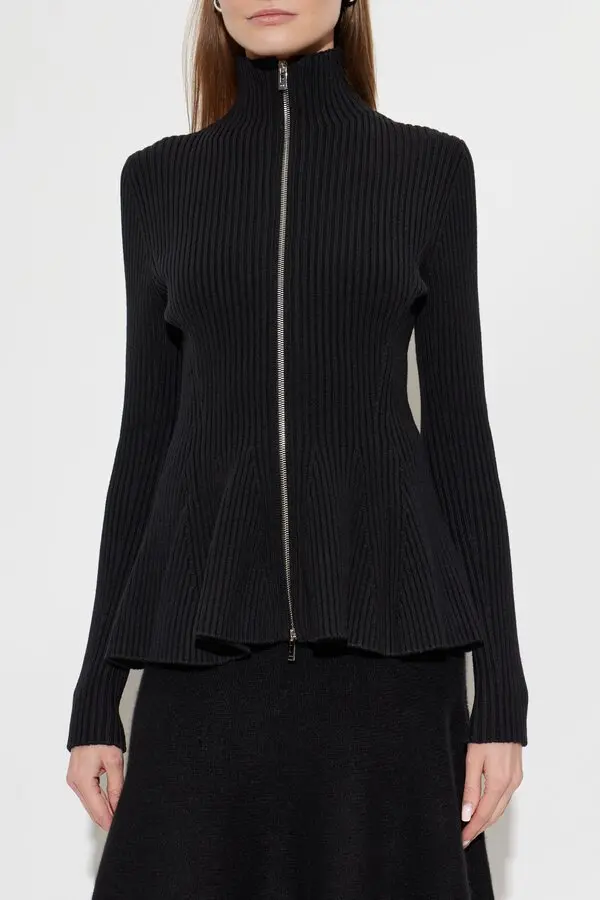 Alaïa Wool Cardigan With Stand-up Collar