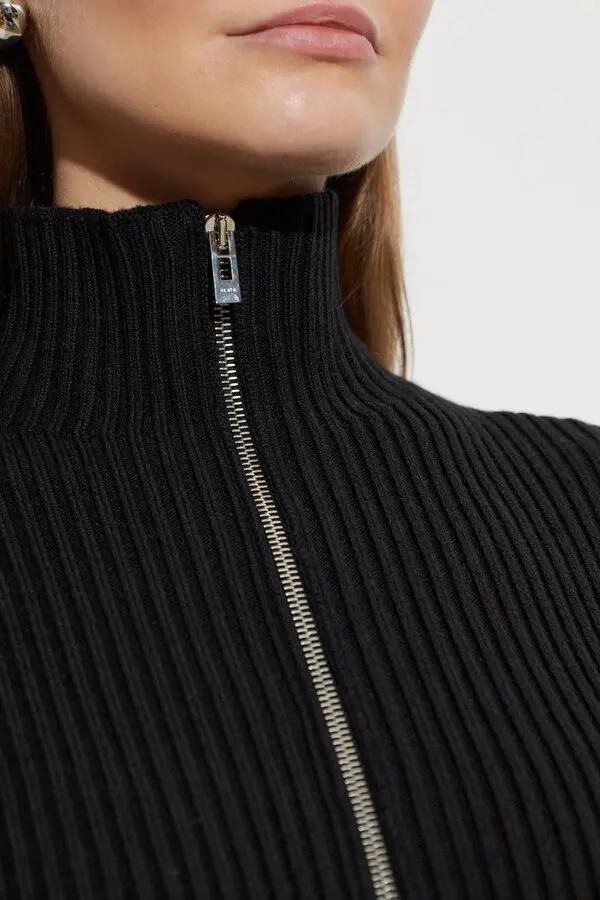 Alaïa Wool Cardigan With Stand-up Collar