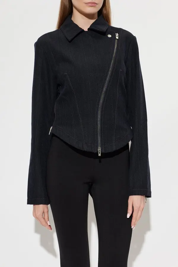 Alaïa Tailored Denim Jacket - Navy Blue