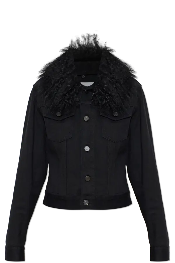 Alaïa Denim Jacket With Faux Fur Collar