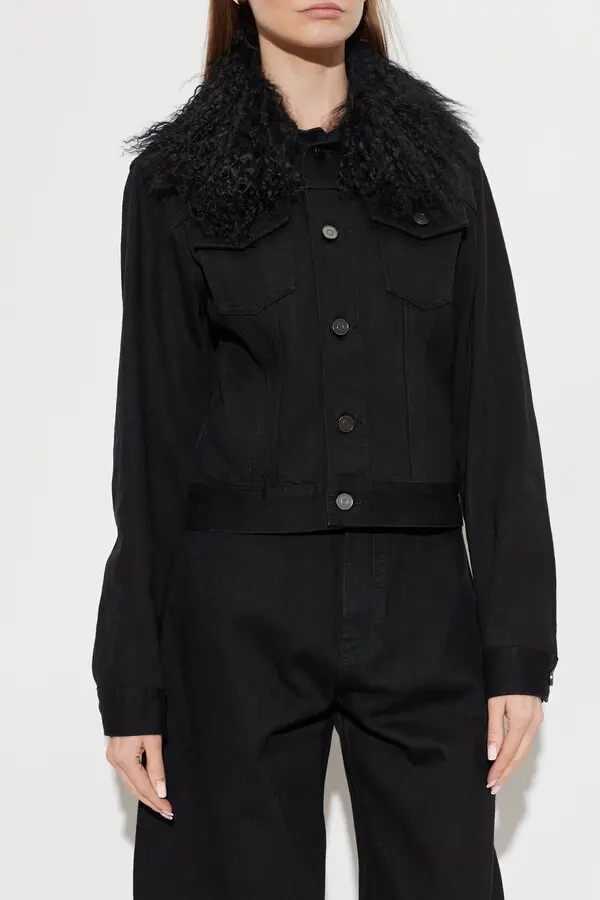 Alaïa Denim Jacket With Faux Fur Collar